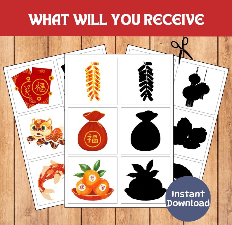 Chinese New Year Shadow Matching Game, Montessori Puzzle (PDF) - Etsy