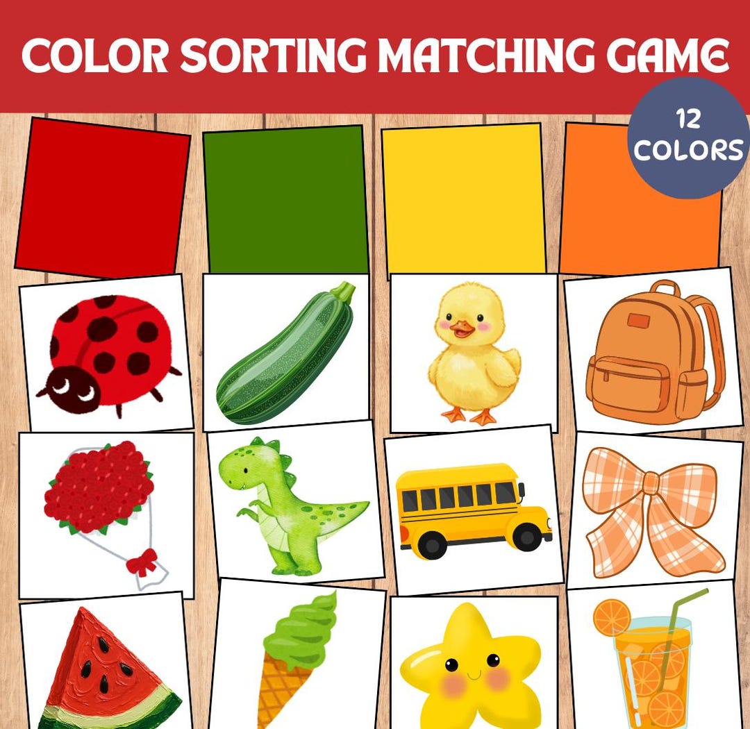 Toddler Color Sorting Matching Game, Montessori Learning Activity ...
