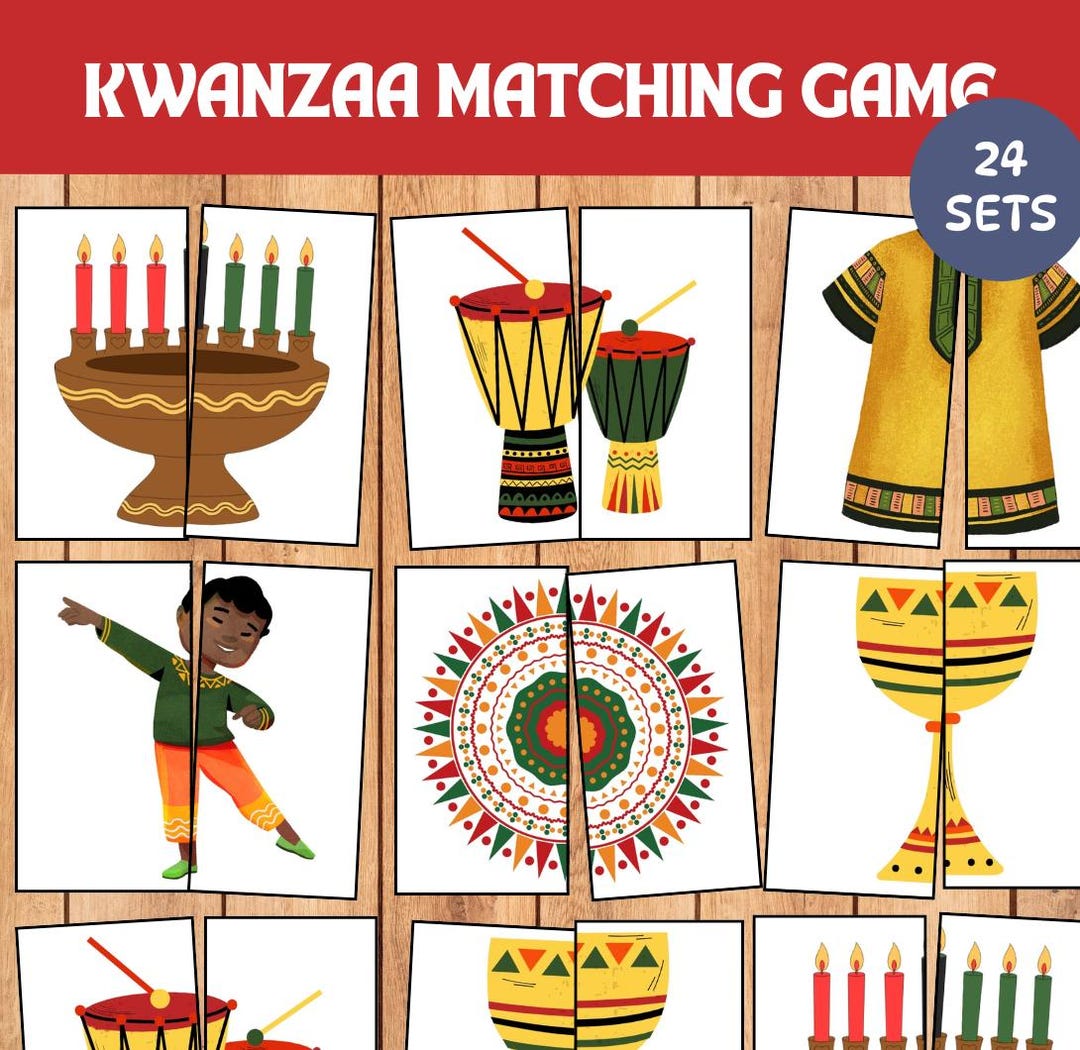 Kwanzaa Matching Game, Montessori Material, Holiday Family Games ...