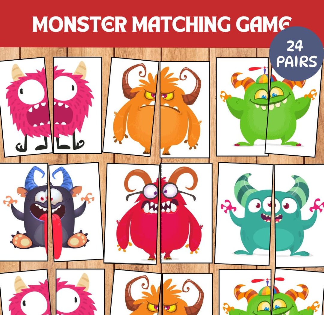 Monster Matching Game: Printable Symmetry Puzzle for Toddlers (PDF ...