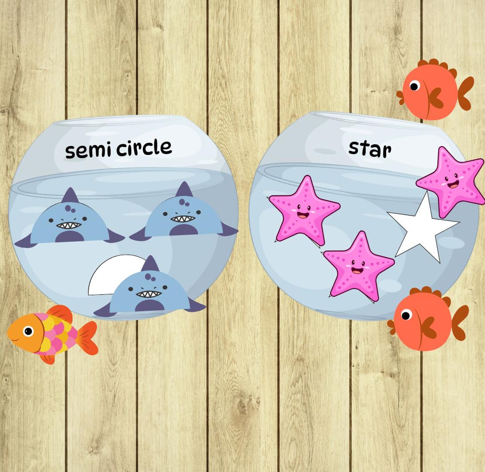 Fish Shape Sorting Game: Montessori Toddler Matching Activity (PDF ...