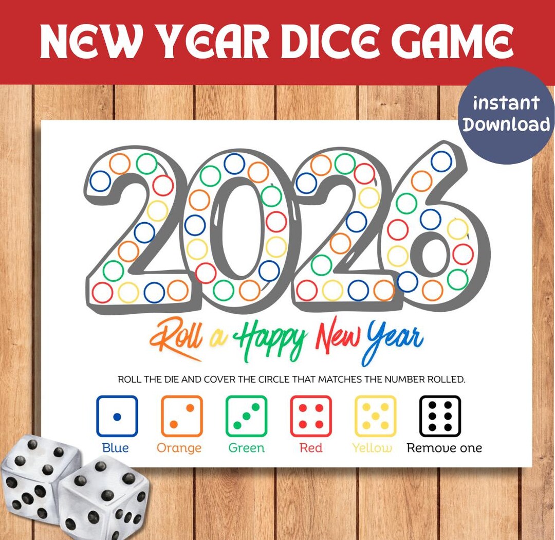 New Year 2026 Roll A Dice Game, Family Printable Activity (PDF + JPG ...