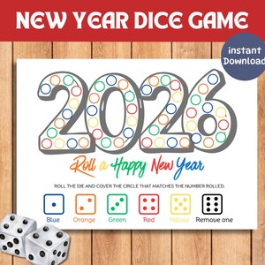 New Year 2026 Roll A Dice Game, Family Printable Activity (PDF + JPG ...