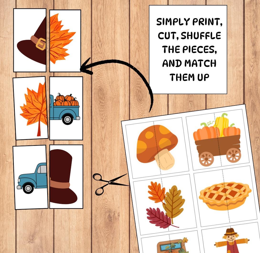 Thanksgiving Matching Game: Montessori Toddler Activity (printable PDF ...