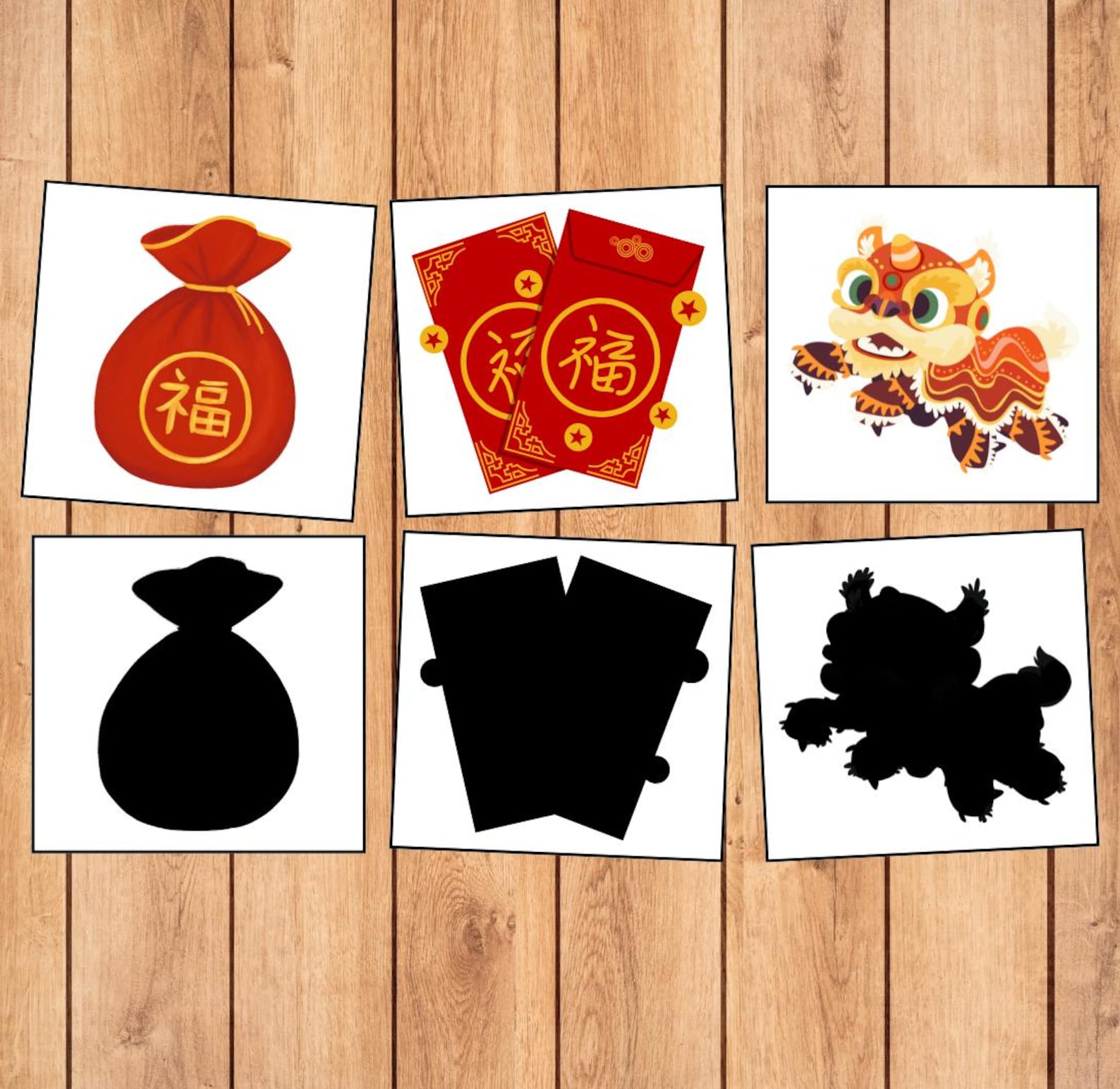 Chinese New Year Shadow Matching Game, Montessori Puzzle (PDF) - Etsy