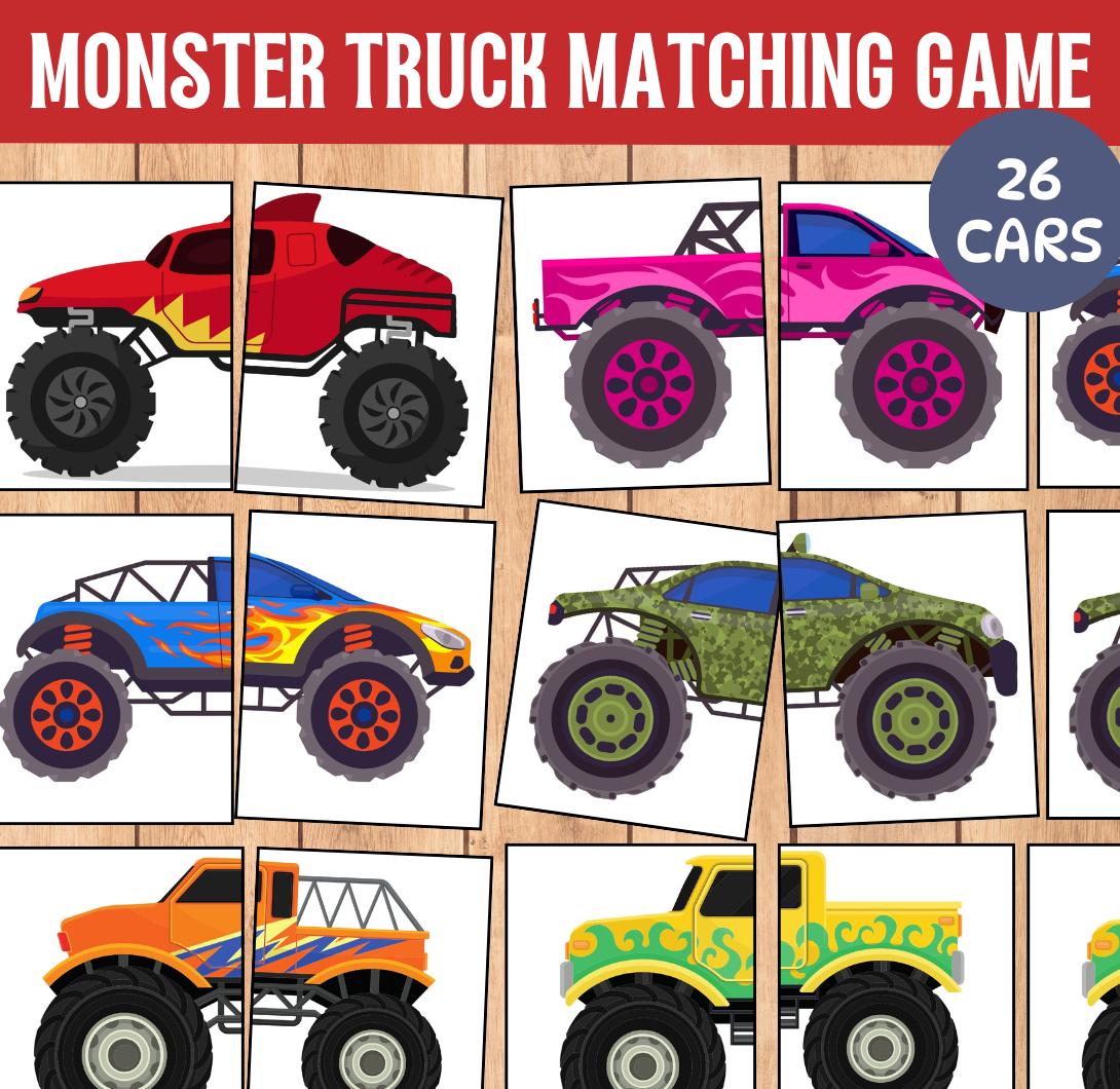 Monster Trucks Matching Game – Printable PDF & JPG | Montessori ...