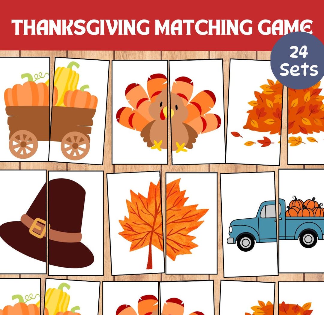 Thanksgiving Matching Game: Montessori Toddler Activity (printable PDF ...
