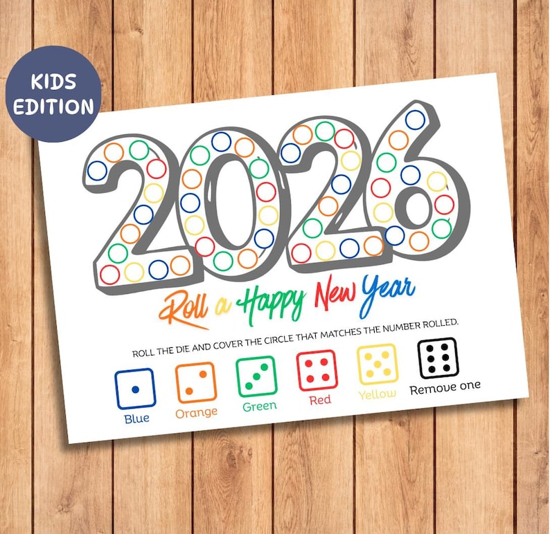 New Year 2026 Roll A Dice Game, Family Printable Activity (PDF + JPG ...