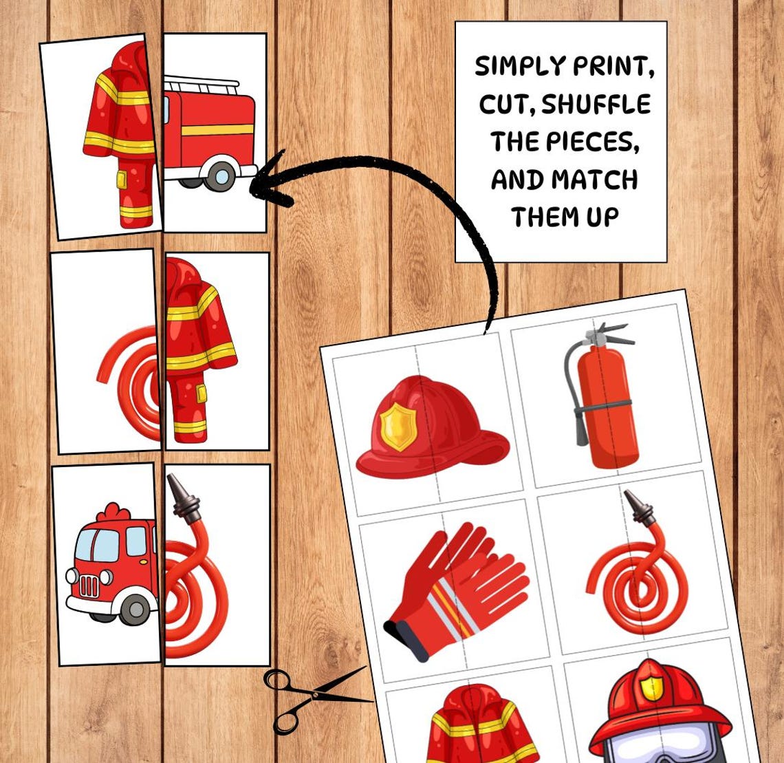 Firefighter Matching Game – Printable Learning Activity for Kids (PDF ...