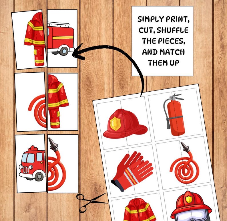 Firefighter Matching Game – Printable Learning Activity for Kids (PDF ...
