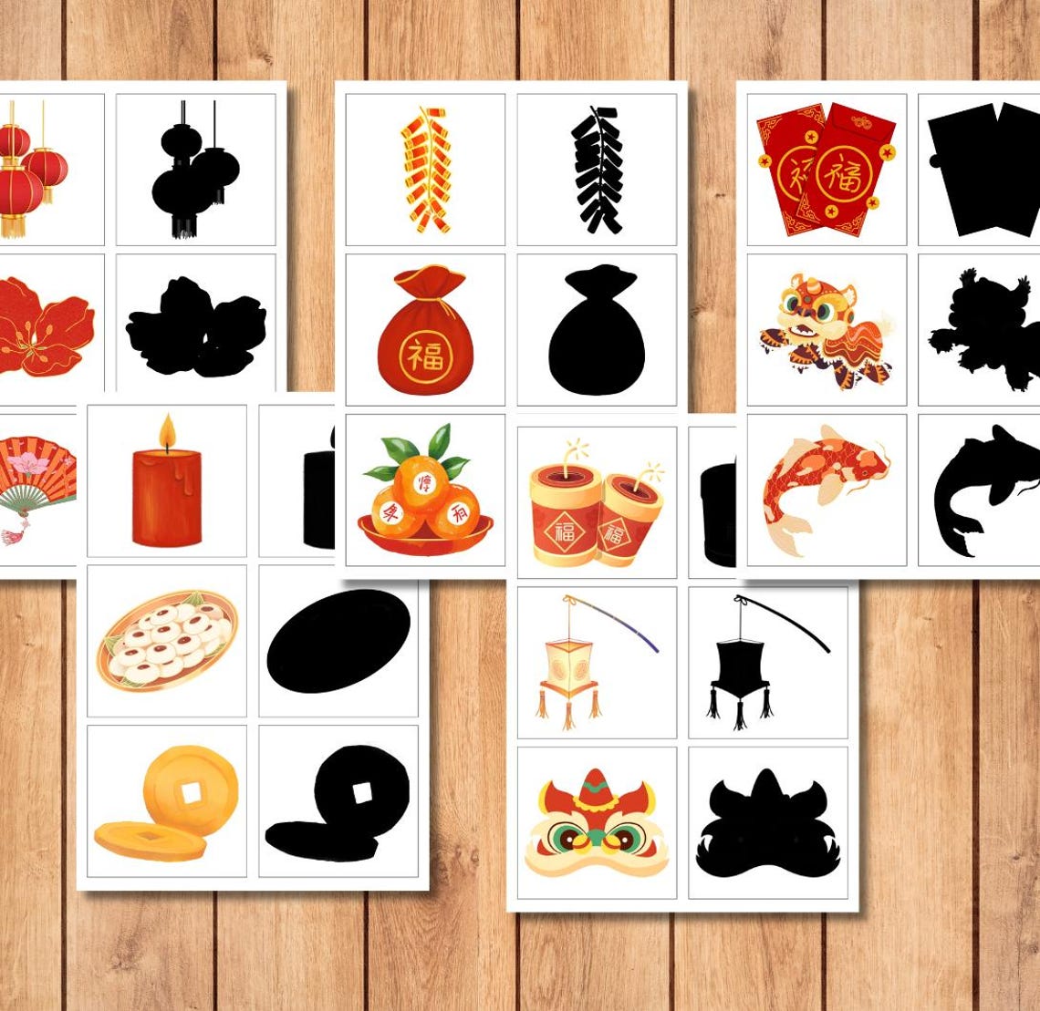 Chinese New Year Shadow Matching Game, Montessori Puzzle (PDF) - Etsy