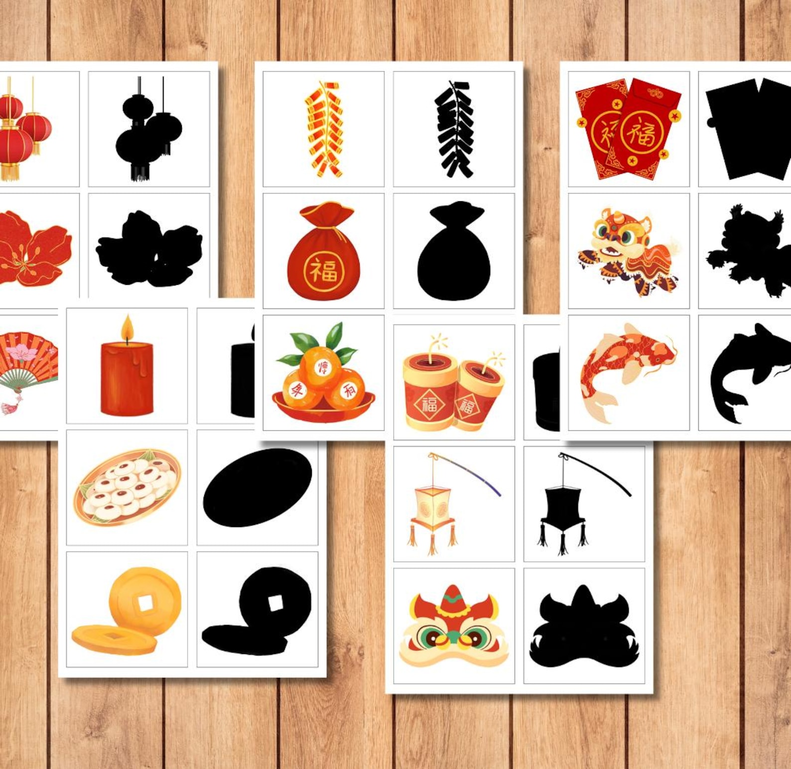 Chinese New Year Shadow Matching Game, Montessori Puzzle (PDF) - Etsy