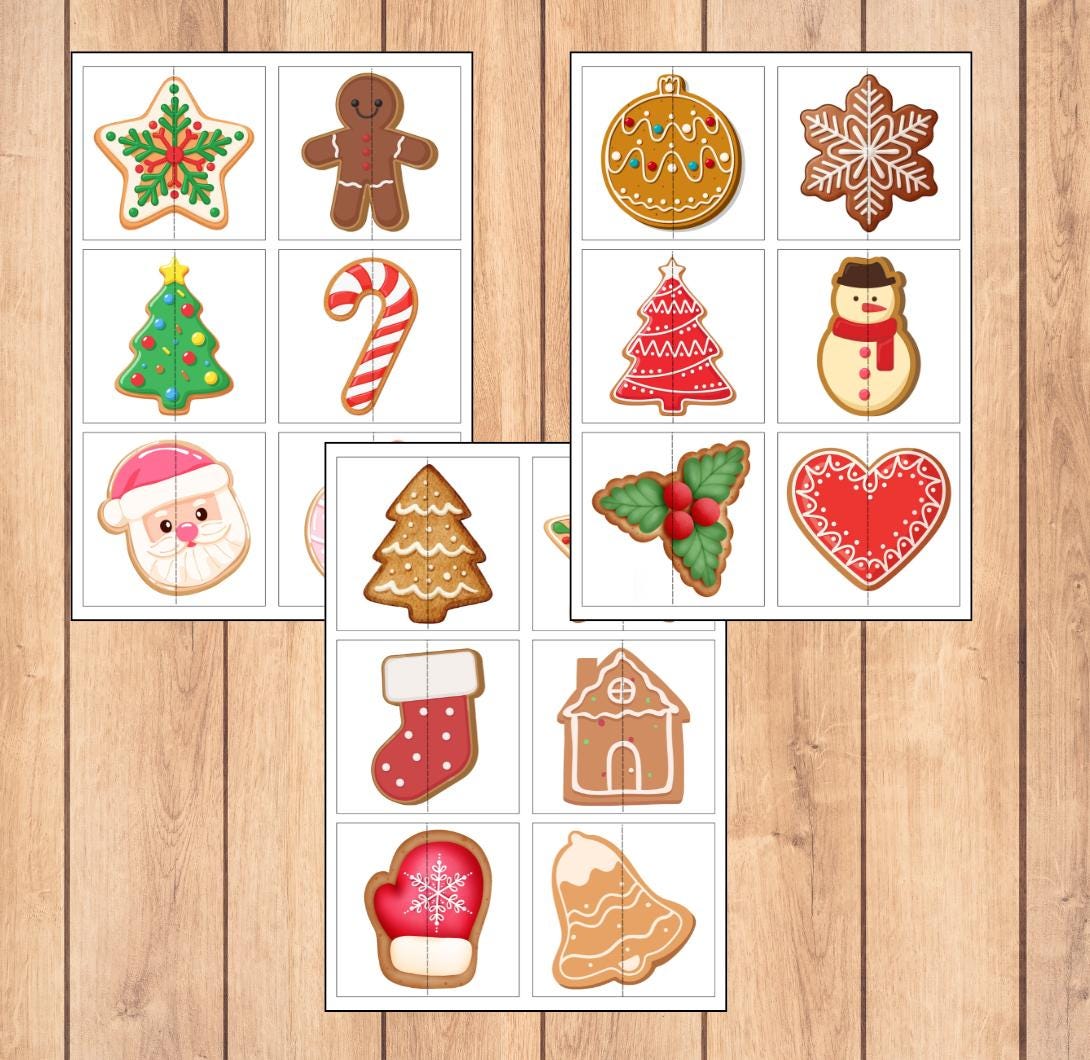 Gingerbread Matching Game, Christmas Toddler Activity (PDF) - Etsy