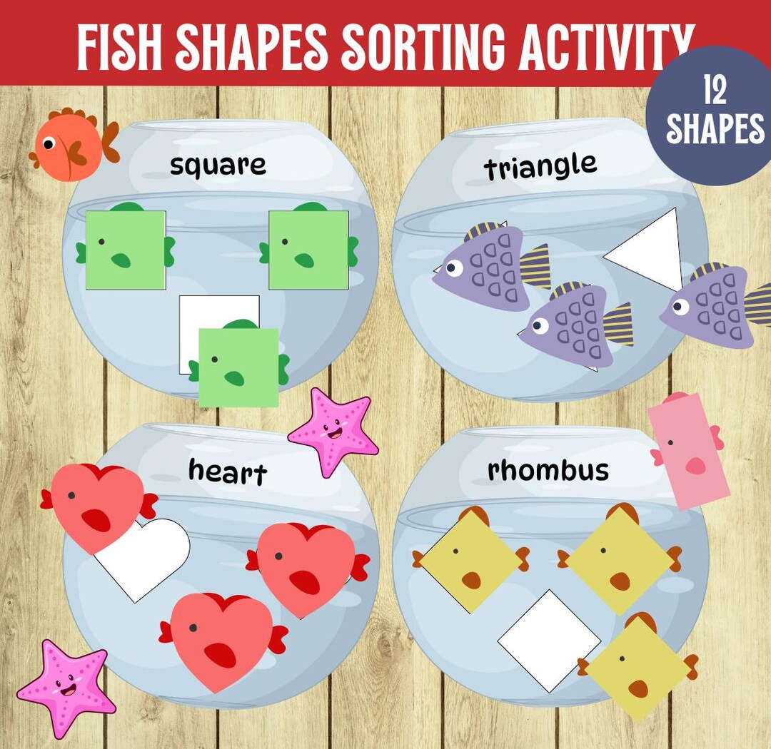 Fish Shape Sorting Game: Montessori Toddler Matching Activity (PDF ...