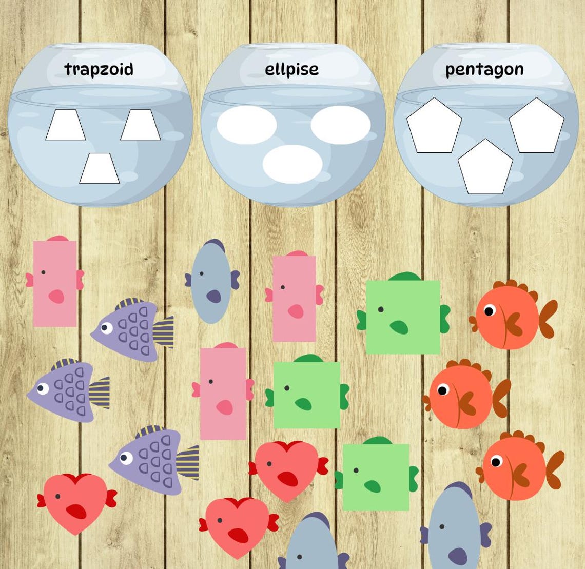 Fish Shape Sorting Game: Montessori Toddler Matching Activity (PDF ...