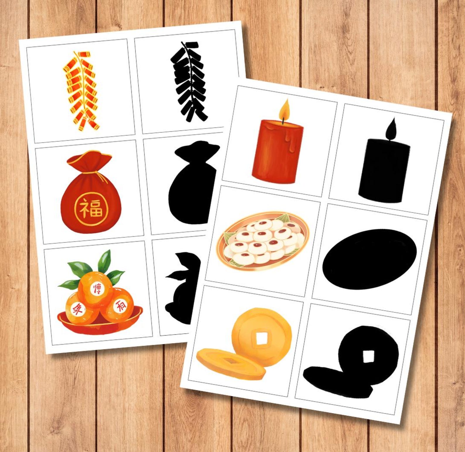 Chinese New Year Shadow Matching Game, Montessori Puzzle (PDF) - Etsy