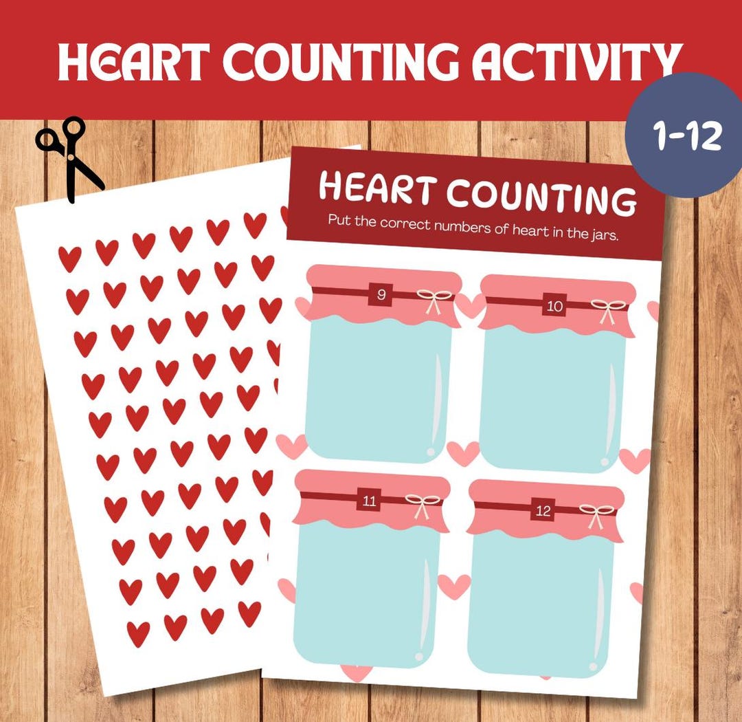 Valentine's Day Hearts Counting Game, February Math Activity (PDF) - Etsy