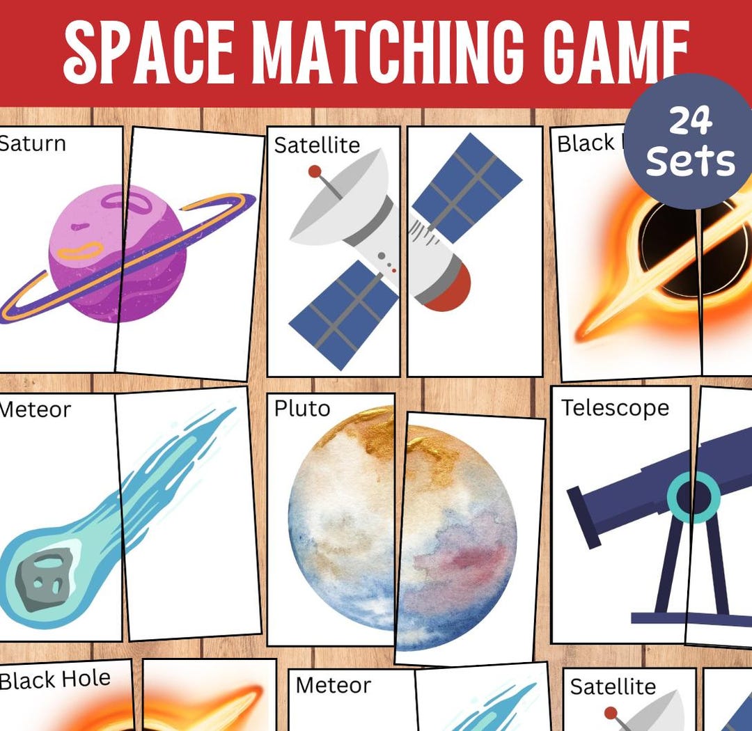 Space Matching Game: Solar System Montessori Flashcards (PDF & JPG) - Etsy
