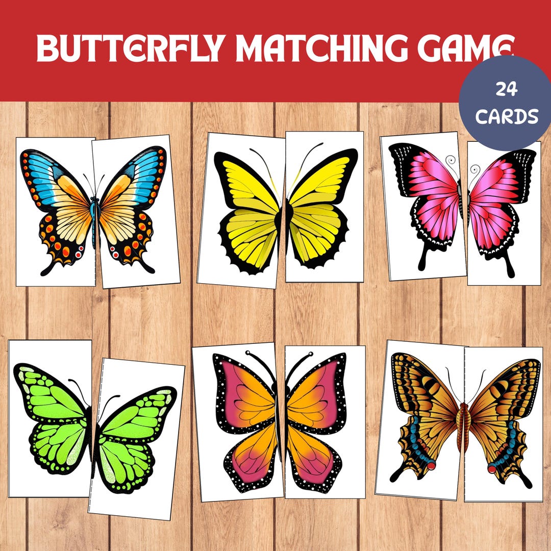 Butterfly Matching Game: Montessori Symmetry Puzzle (PDF Pattern Cards ...
