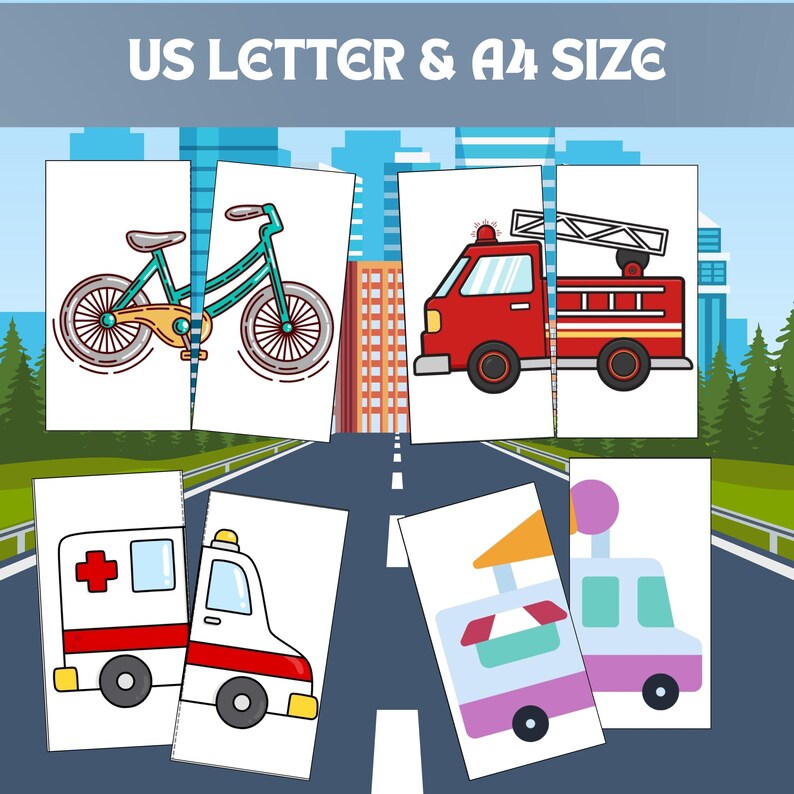 Vehicle Matching Game, Vehicle Puzzle Game, Kids Learning Game, Toddler ...