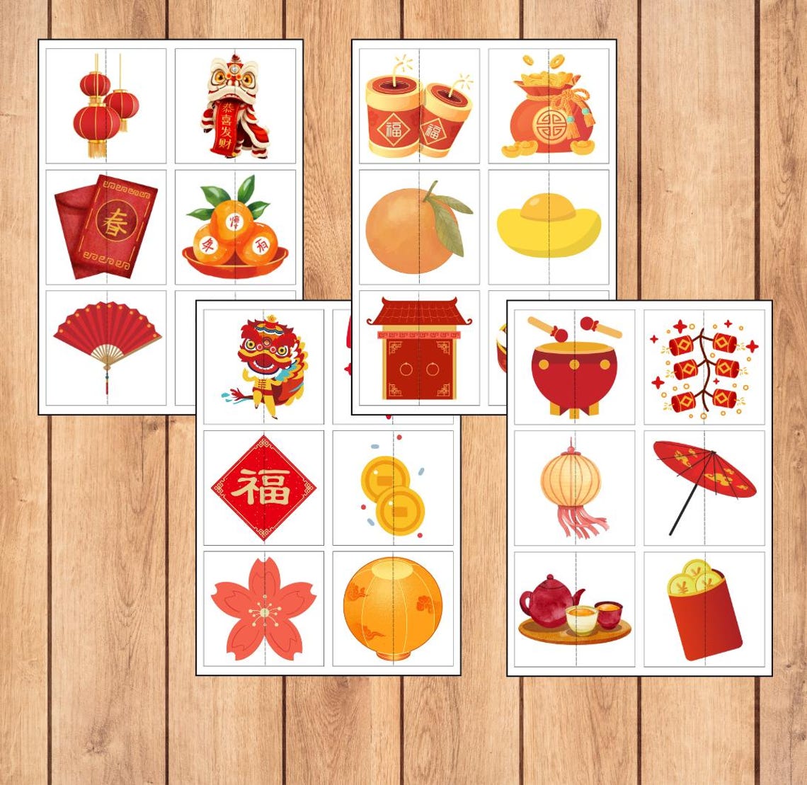 Chinese New Year Matching Game, Montessori Puzzle (PDF & JPG) - Etsy