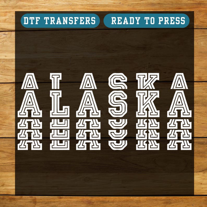 Retro Outline Alaska DTF Transfers Ready to Press, Athletic Varsity ...