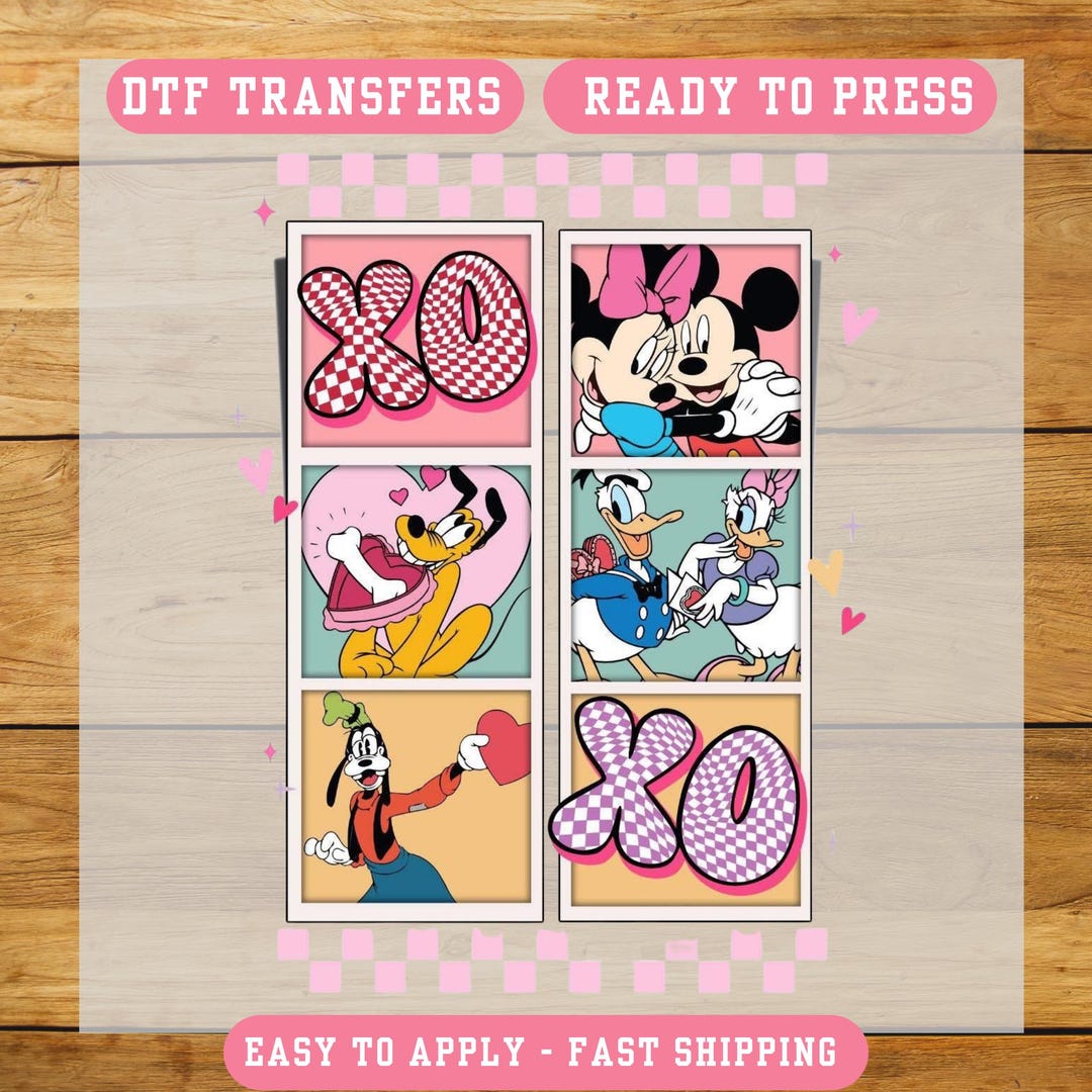 Retro Valentine Cartoon DTF Transfers Ready to Press Iron on Transfer ...