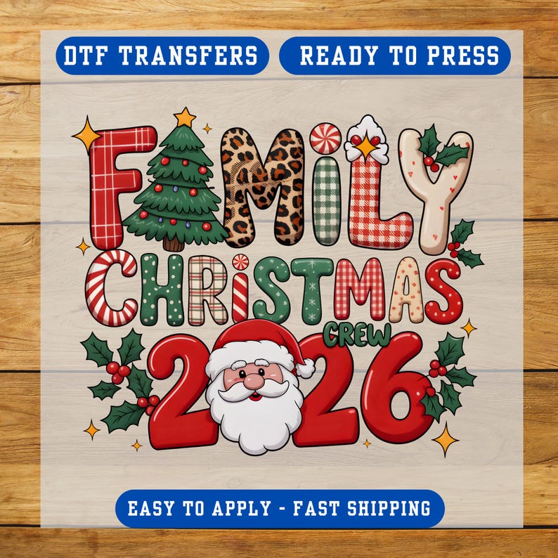 Family Christmas Transfer: Custom 2026 Design (includes Free Sleeve ...
