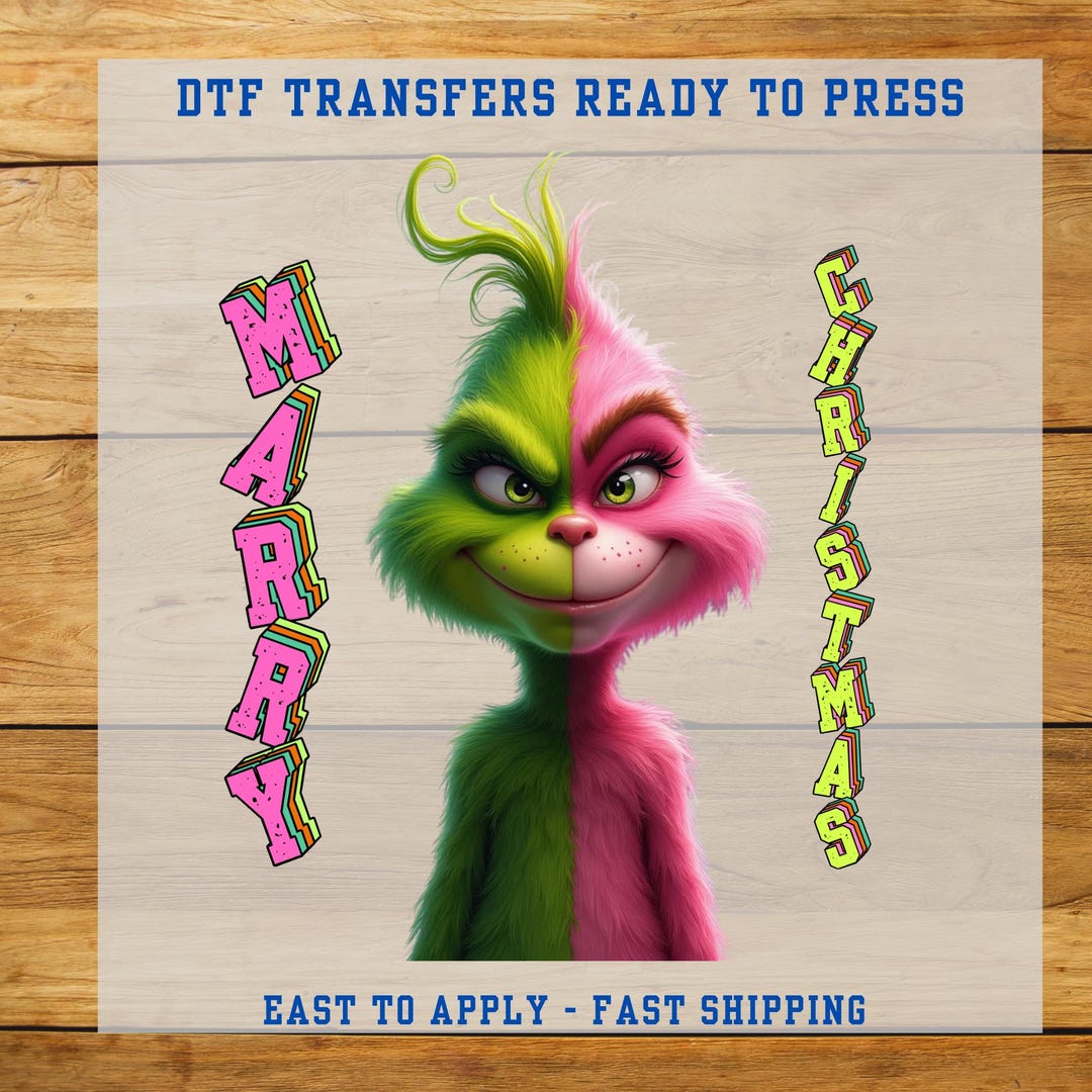 Grinch Christmas Transfer: Funny Holiday Heat Press - Easy Apply - Etsy