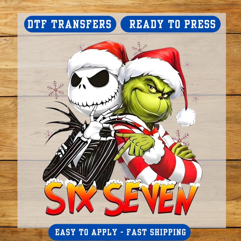 Grinch & Jack Skellington Christmas DTF Transfer, Holiday Design - Etsy