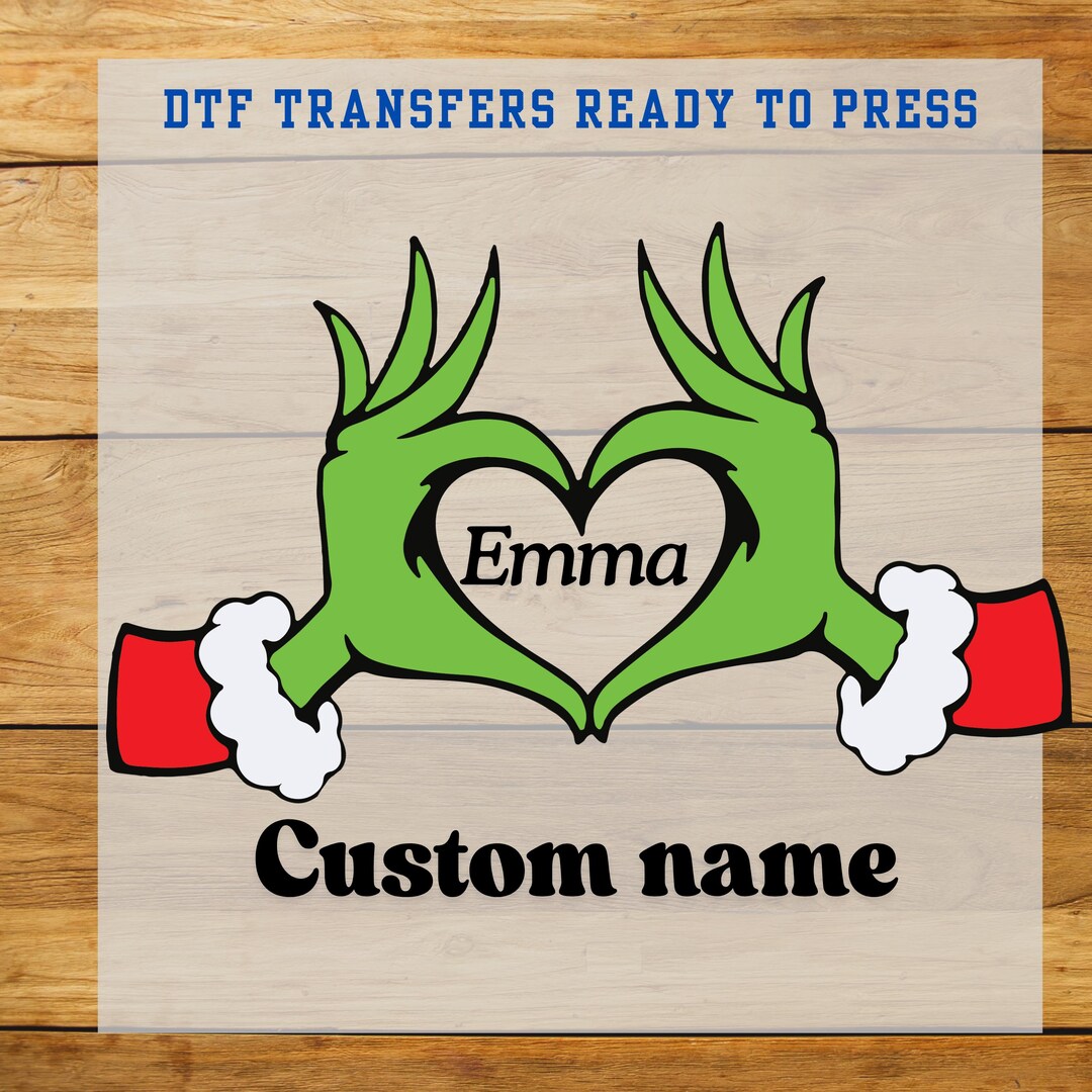 Personalized Grinch Hands Heart Iron on Transfers - Custom Christmas ...
