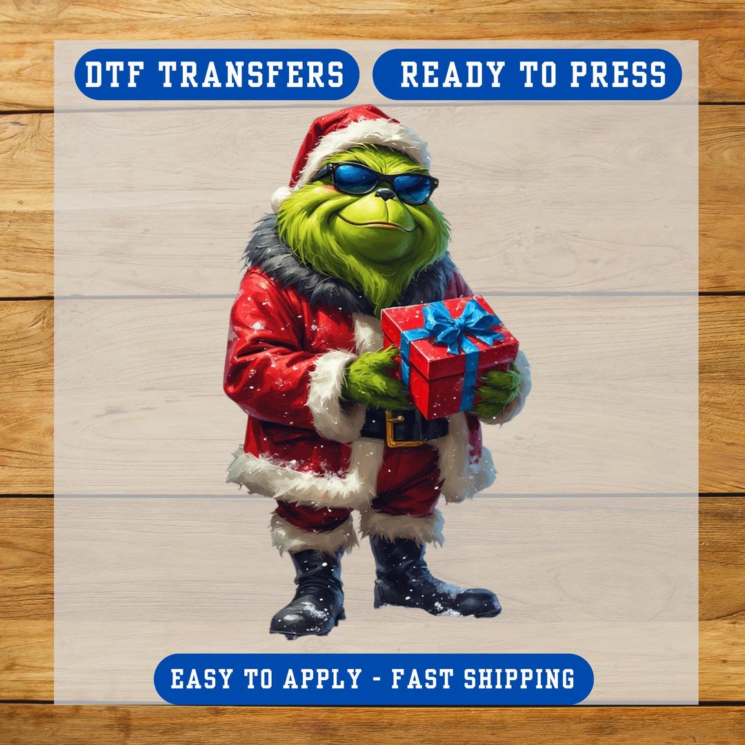 Santa Grinch Transfer: Holiday Shirt Design (ready to Press) - Etsy