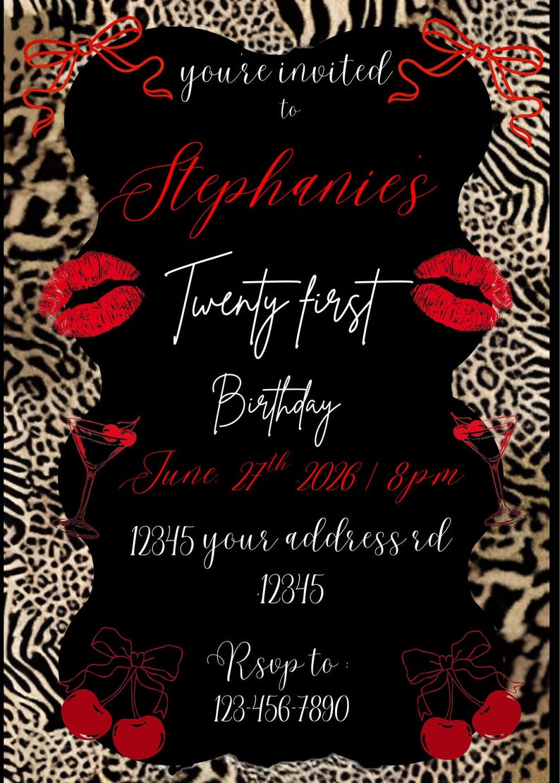 CHEETAH PRINT 21st BIRTHDAY Invitation - Etsy