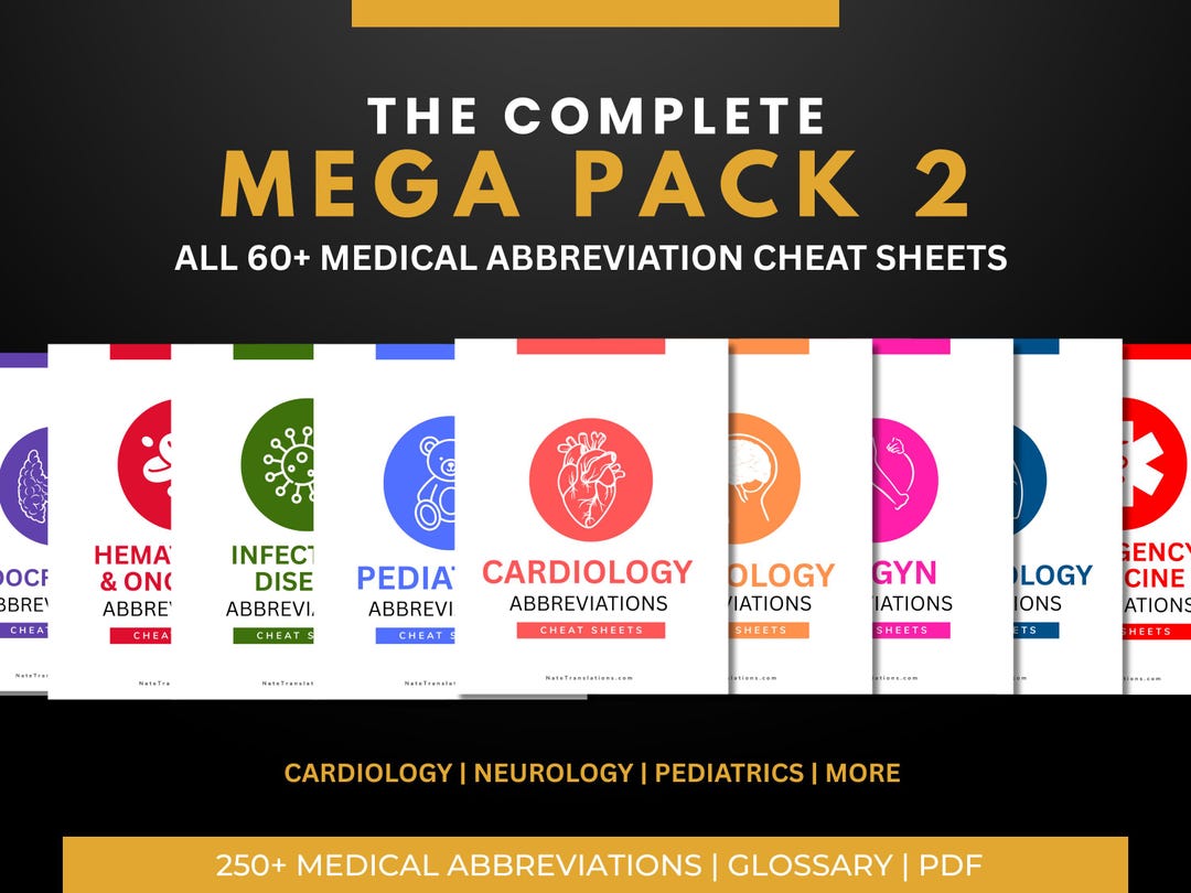 Medical Abbreviations Study Guide Bundle-nursing Study Sheets, English ...