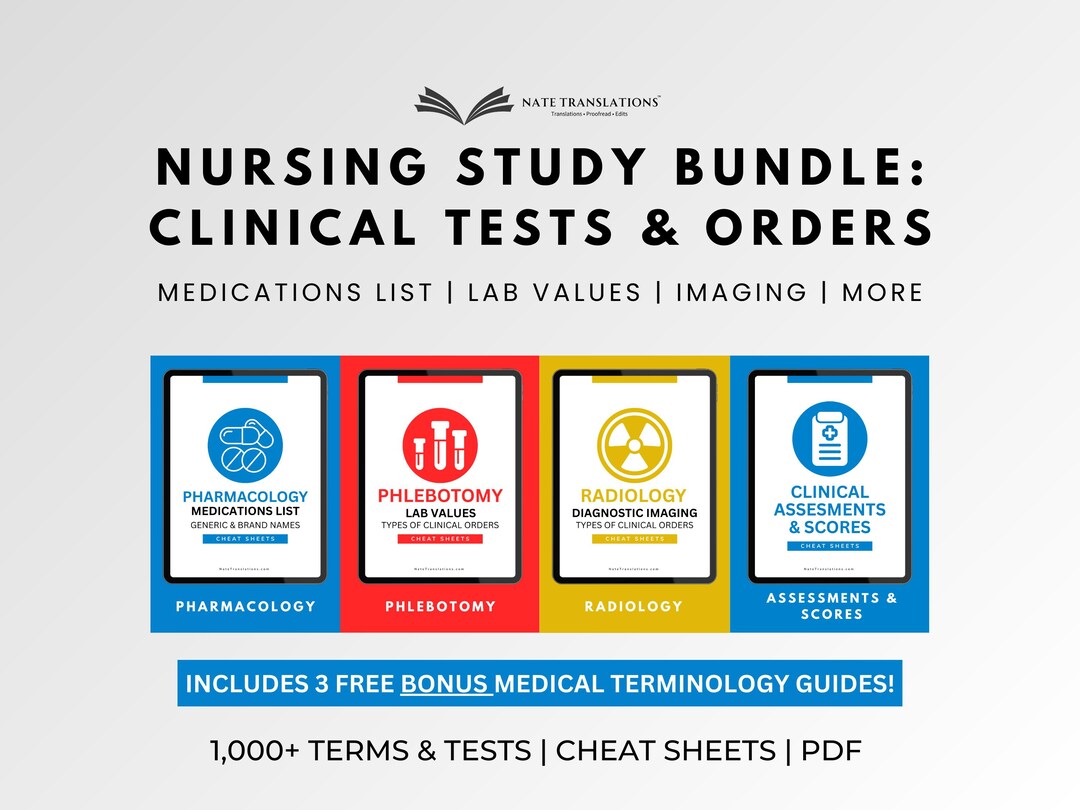 Nursing Study Bundle – Clinical Tests & Orders: Pharmacology ...