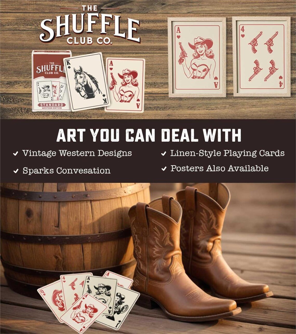 Western Cowboy Playing Cards – Rustic Linen Finish Poker Deck - Etsy