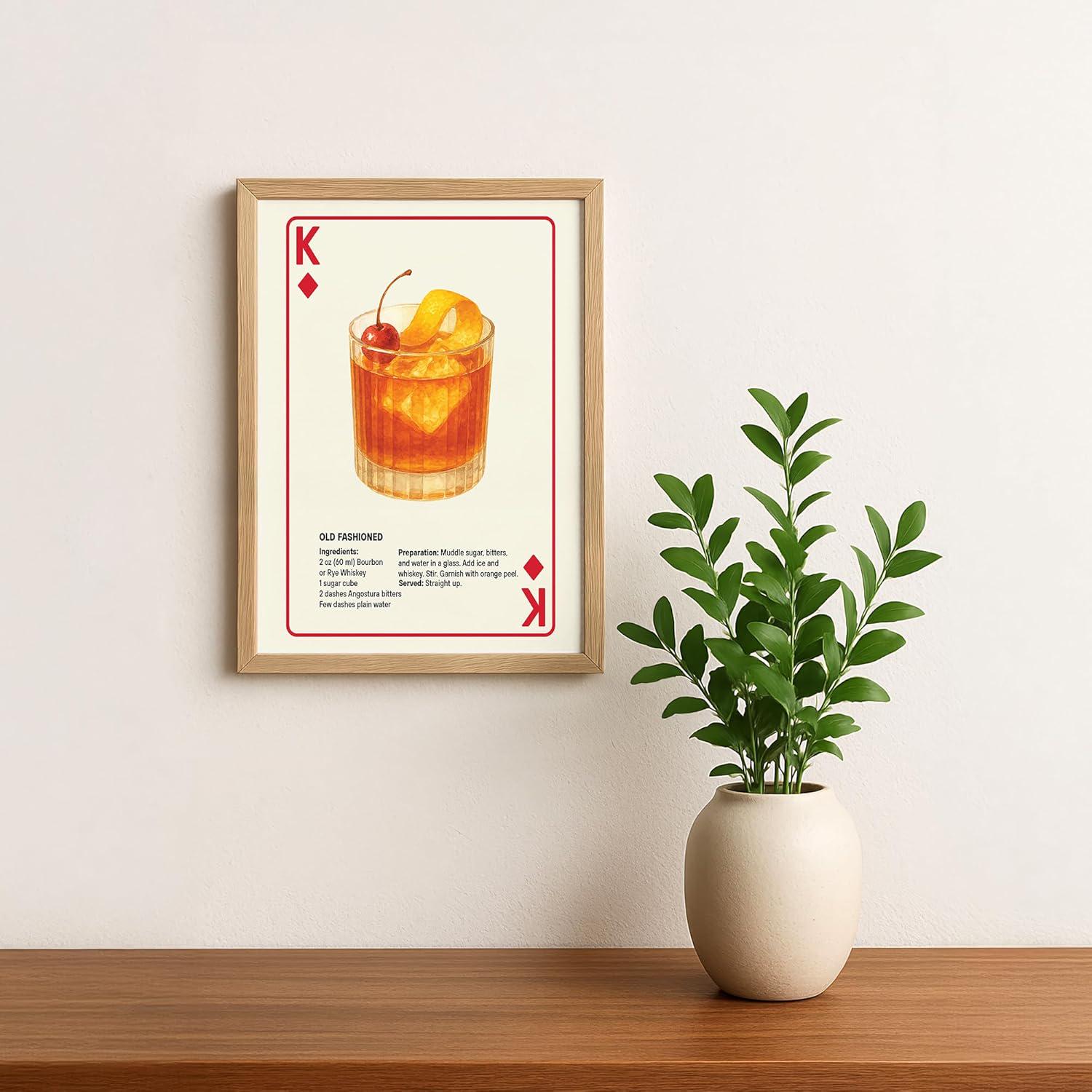 Old Fashioned Cocktail Art Print – King of Diamonds, Vintage Bar Decor ...