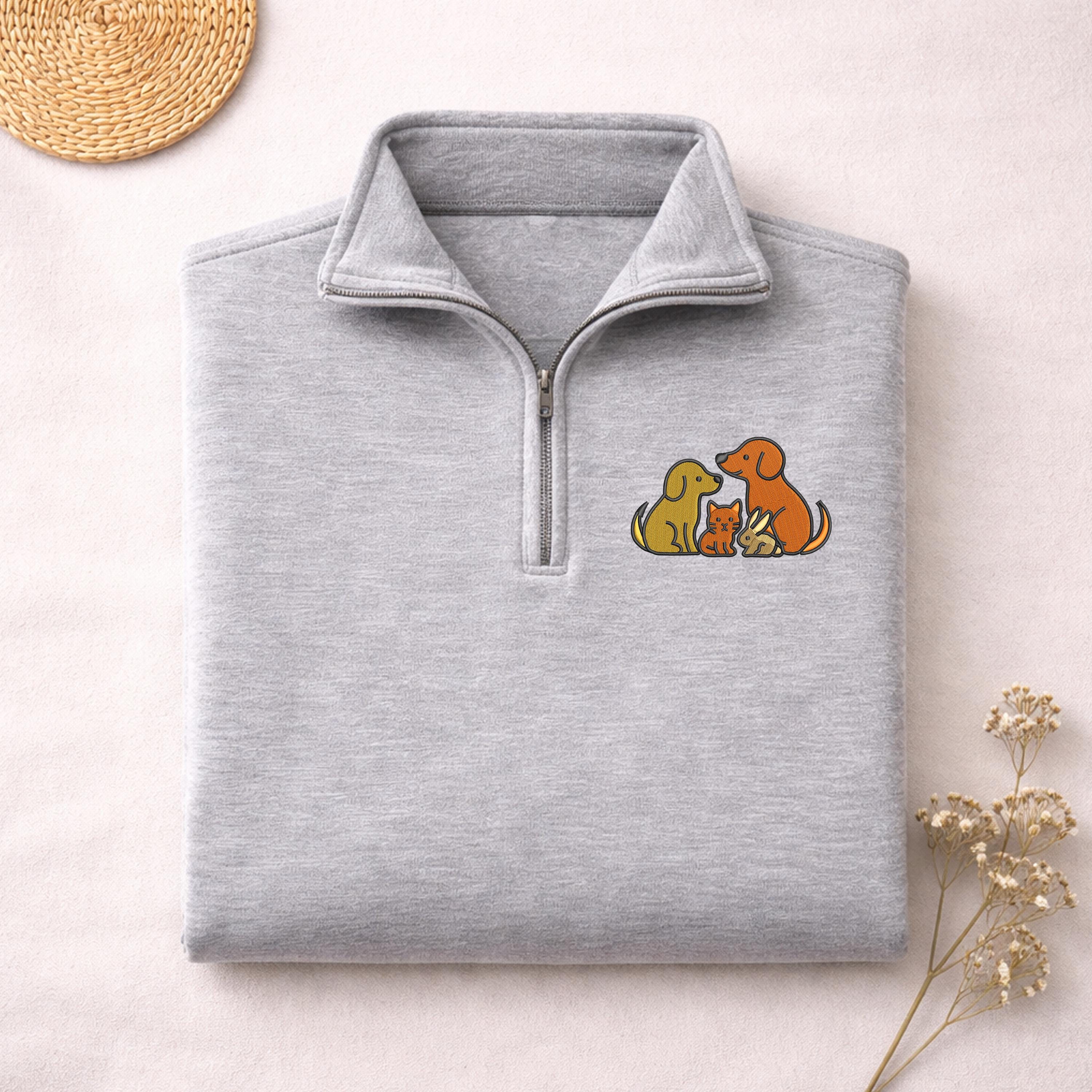 Custom Embroidered Quarter Zip Sweatshirt, Personalised Logo Half Zip ...