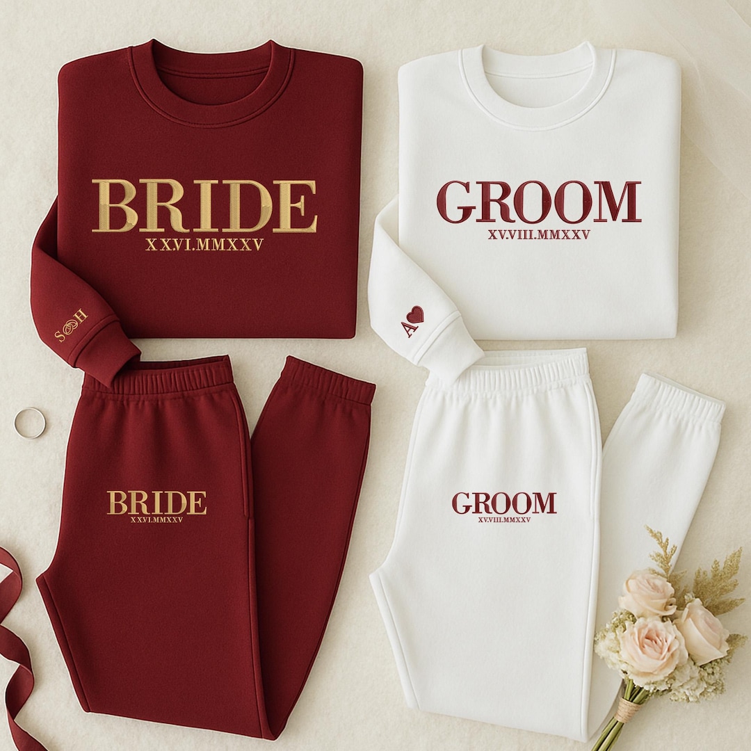 Personalised Bride and Groom Tracksuit, Custom Embroidered Matching ...