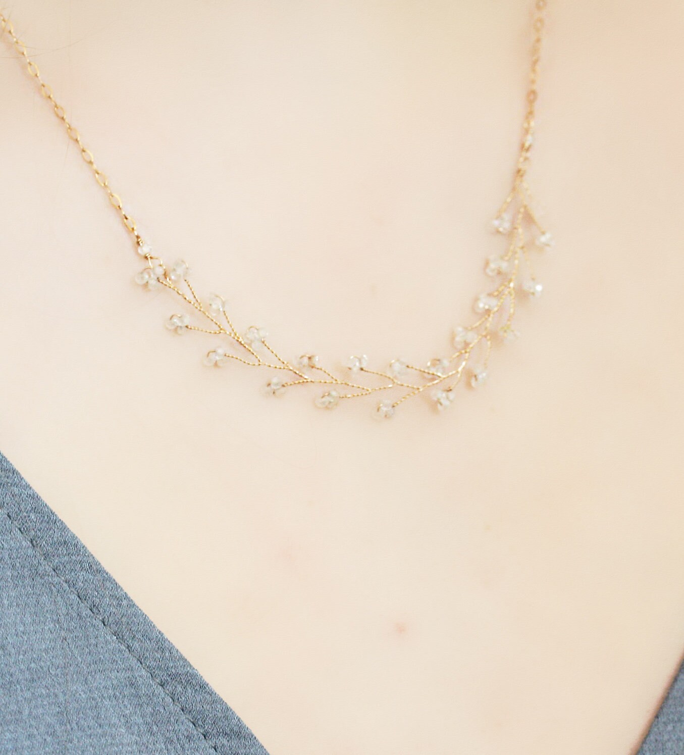 Delicate Crystal Hand- Wired Necklace - Etsy