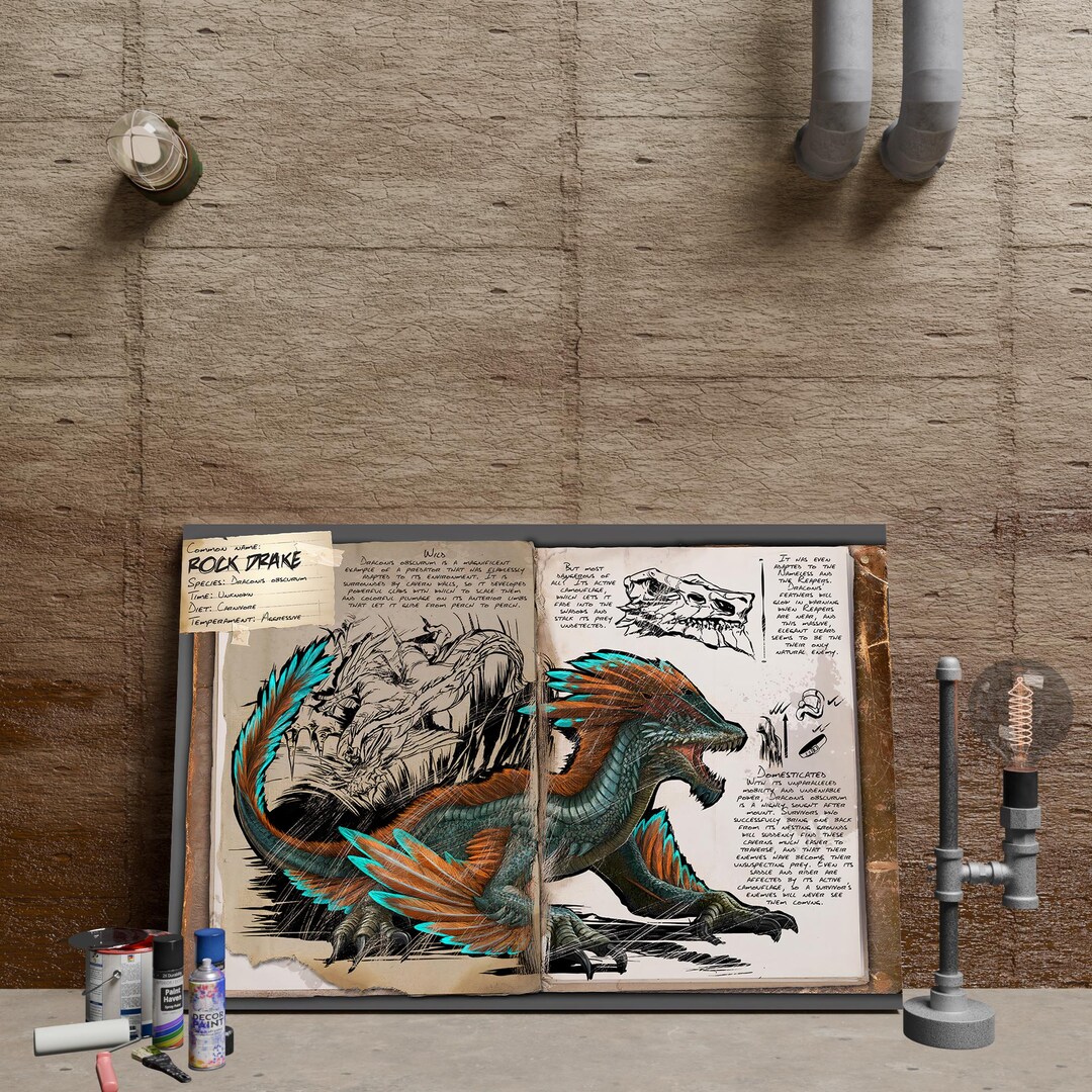 Ark Survival Evolved Dossiers Poster, Rock Drake Wall Art, Rolled ...