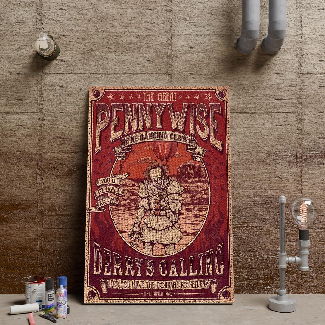 IT Pennywise Poster, Derry Wall Art, Horror Movie Wall Decor, Rolled ...