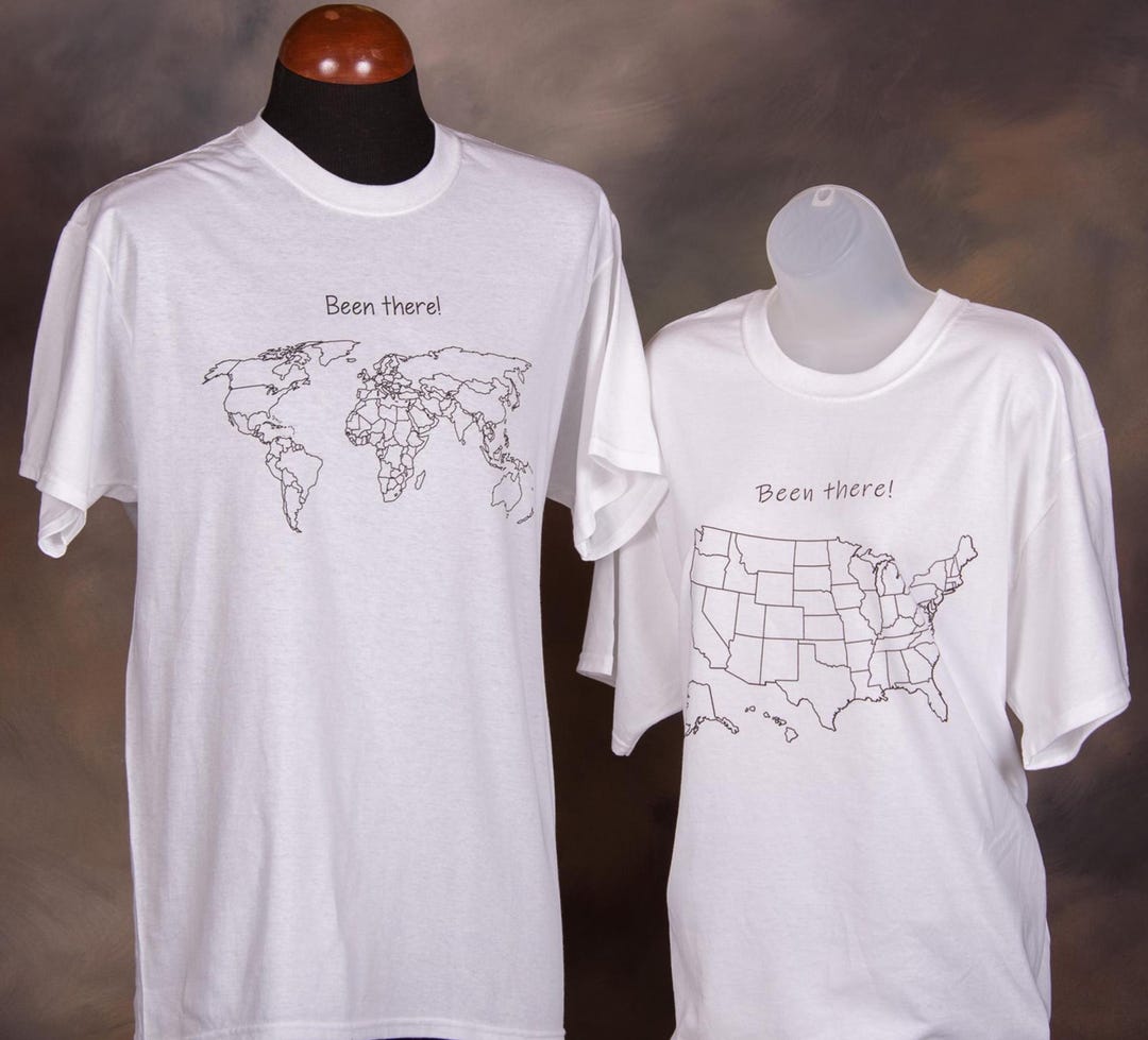 Travel Tracker T-shirt | Color-in US Map or World Map With Markers ...