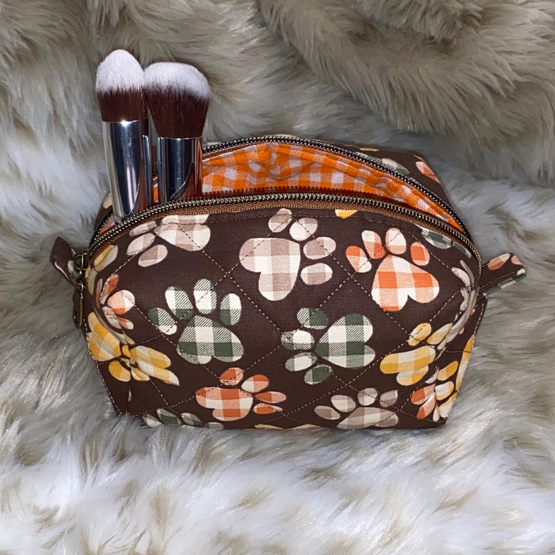 Handmade Dog Paw Print Quilted Cosmetic Pouch: Travel Makeup Bag - Etsy
