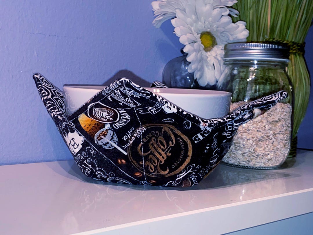 Coffee Themed Microwavable Bowl Cozy, Safe Dish Holder, Hand Protector ...
