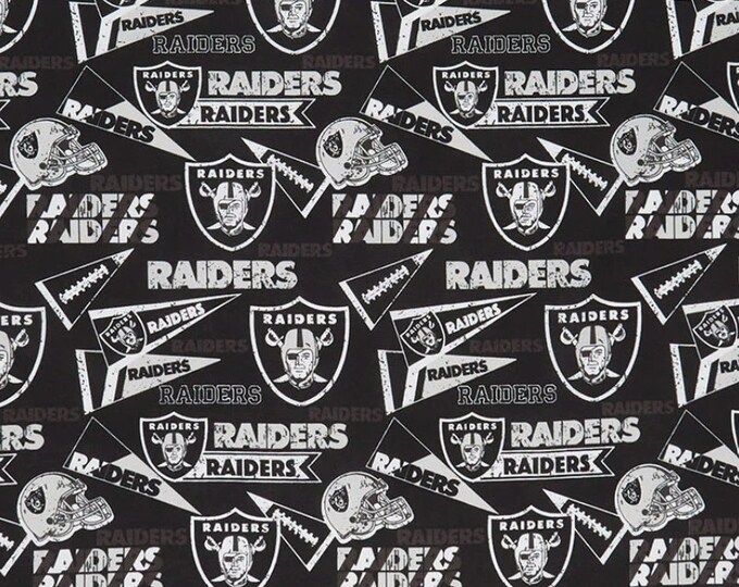 Raiders Football Cotton Fabric, NFL Licensed Retro Sports Fabric in ...