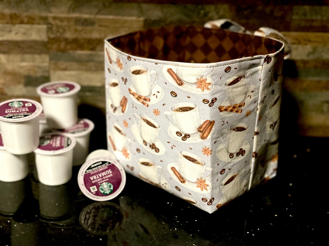 Coffee Lover Basket, Gift Basket, Fabric Bin, Cafe House Decor, Barista ...