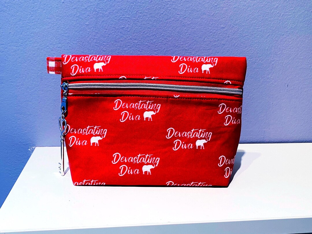 Devastating Divas Zipper Pouch, Red and White Toiletry Purse Bag, Gift ...