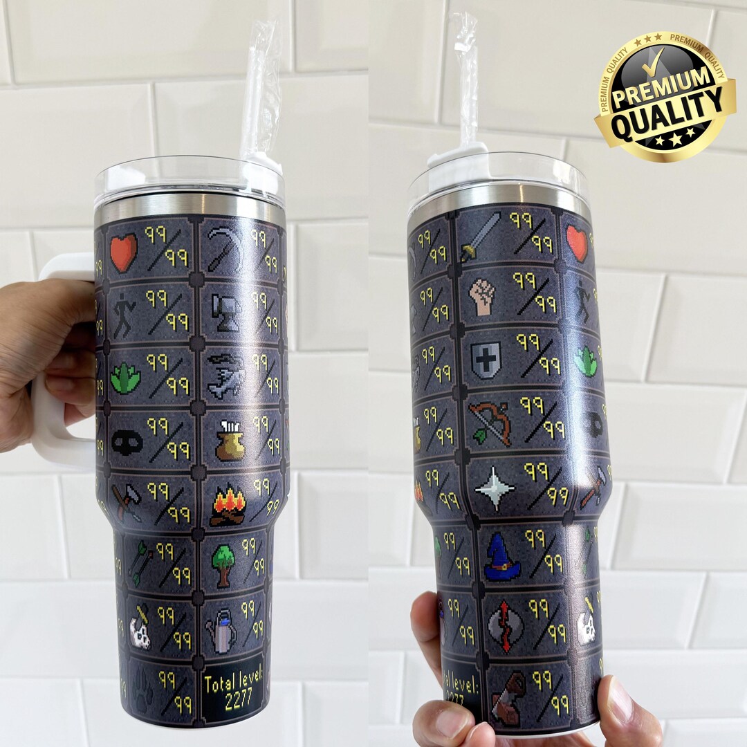 Runescape Cup MAX STATS 40 Oz Tumbler, High Quality Old School Rune ...
