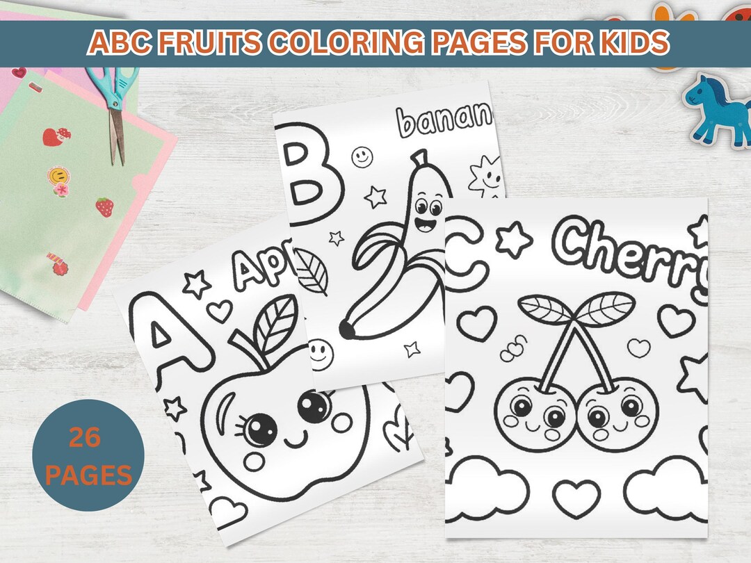 ABC Fruits Coloring Pages for Kids - ABC Learning Pintables - Activity ...